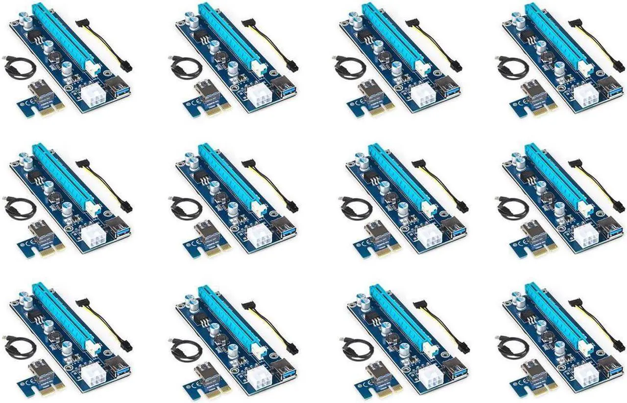 12-Pack Ver006C Mining Dedicated PCIe Riser Card Riser Adapter ...