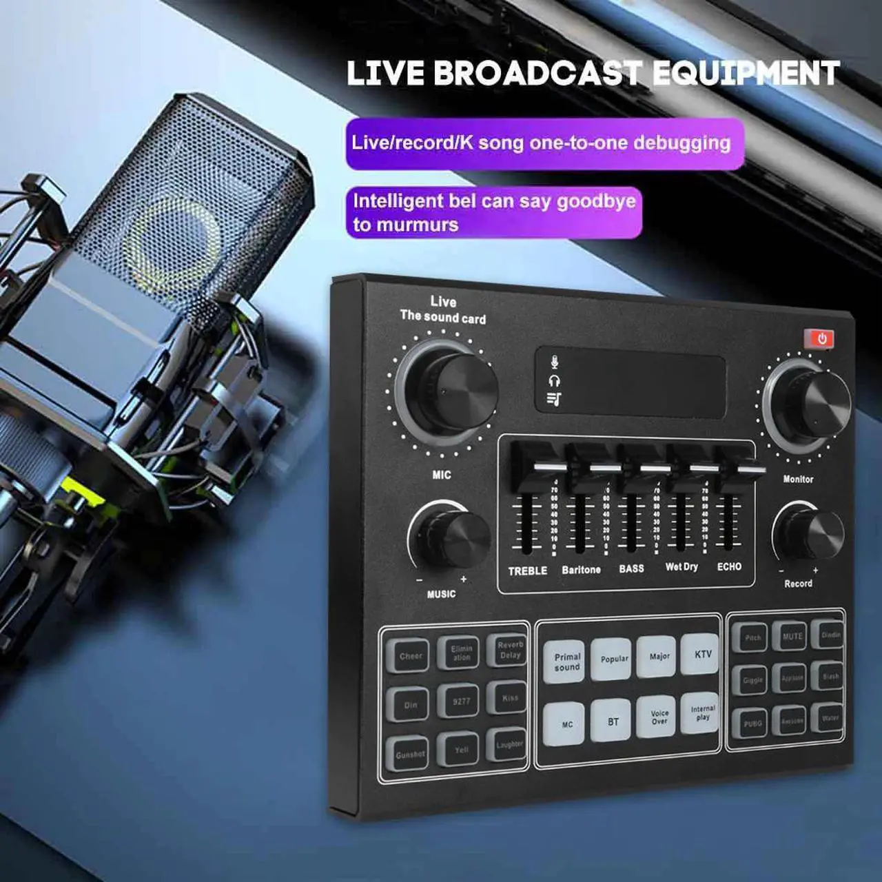 V9 Audio Studio Sound Card 3.5mm Microphone Headset Live Broadcast ...