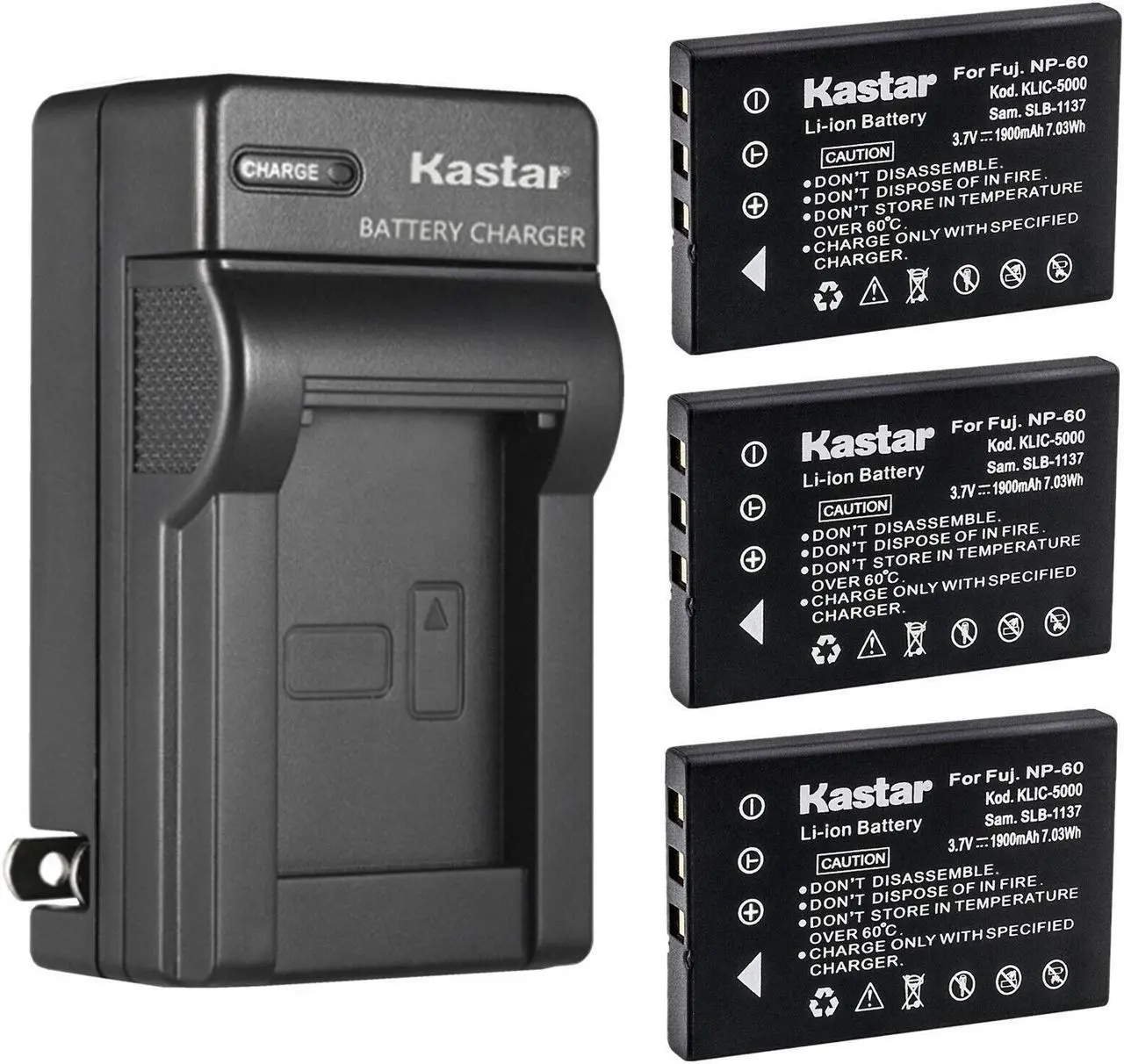 Kastar 3-Pack Battery and AC Wall Charger Replacement for Samsung SLB ...