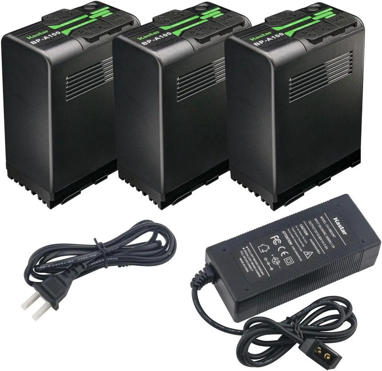Kastar BP-A100 Battery 3 Pack and D-Tap Rapid Charger for Canon XF605 4K UHD, Canon XF705 4K UHD ...