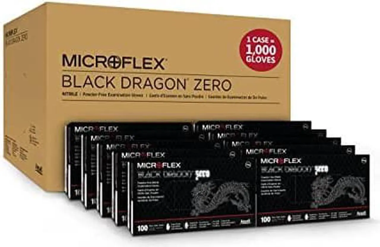 Microflex Black Dragon Zero BD-100N 5mil Disposable Nitrile Gloves ...