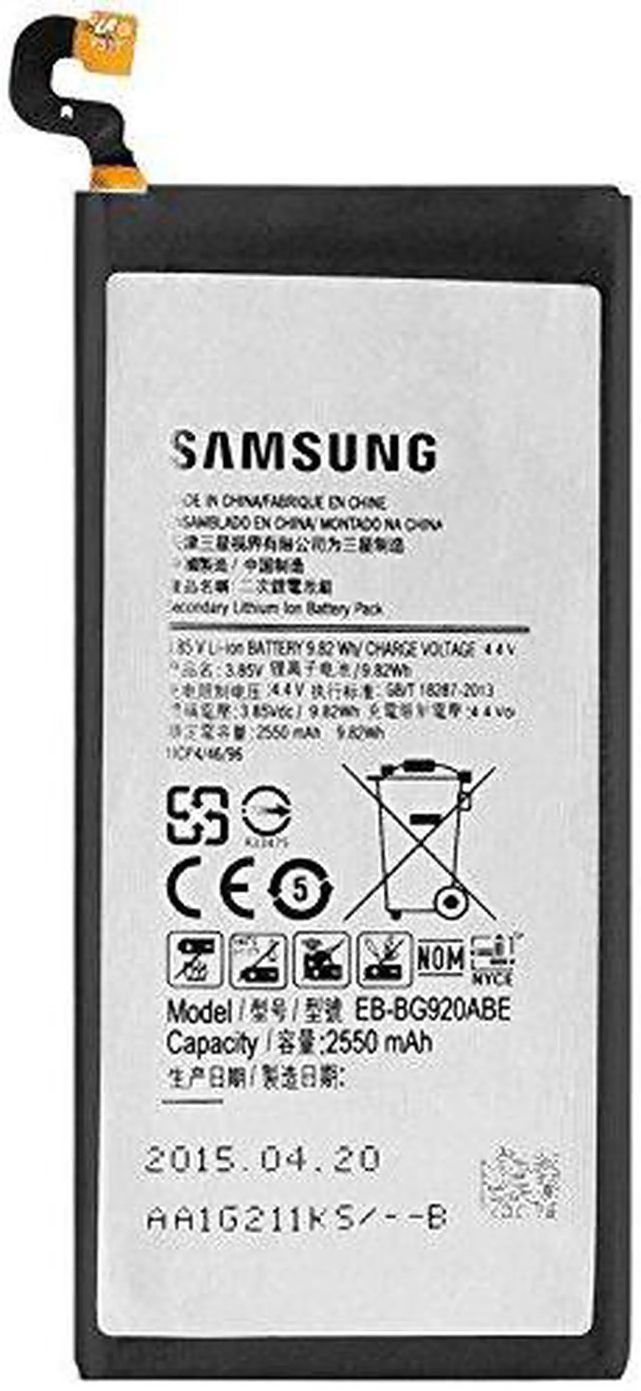 NEW Original Samsung Galaxy S6 Battery 2550mAh SM-G920 EB-BG920ABE ...
