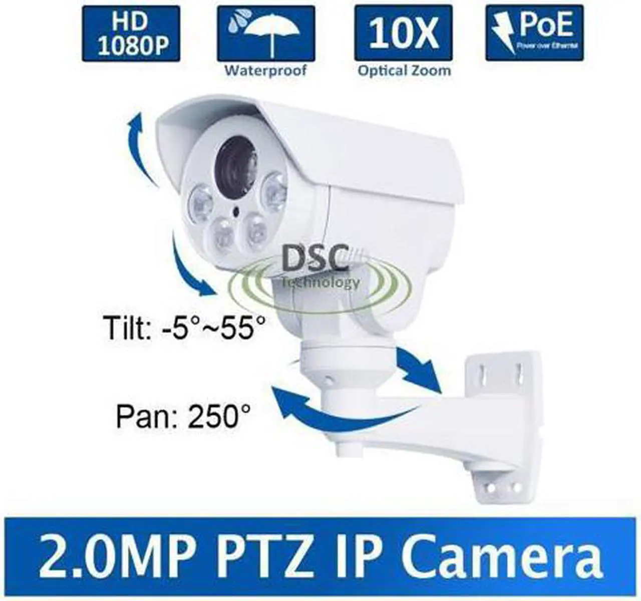 Rotary 1080P ONVIF Outdoor Bullet PTZ IP Camera With POE, Card Slot 2 ...
