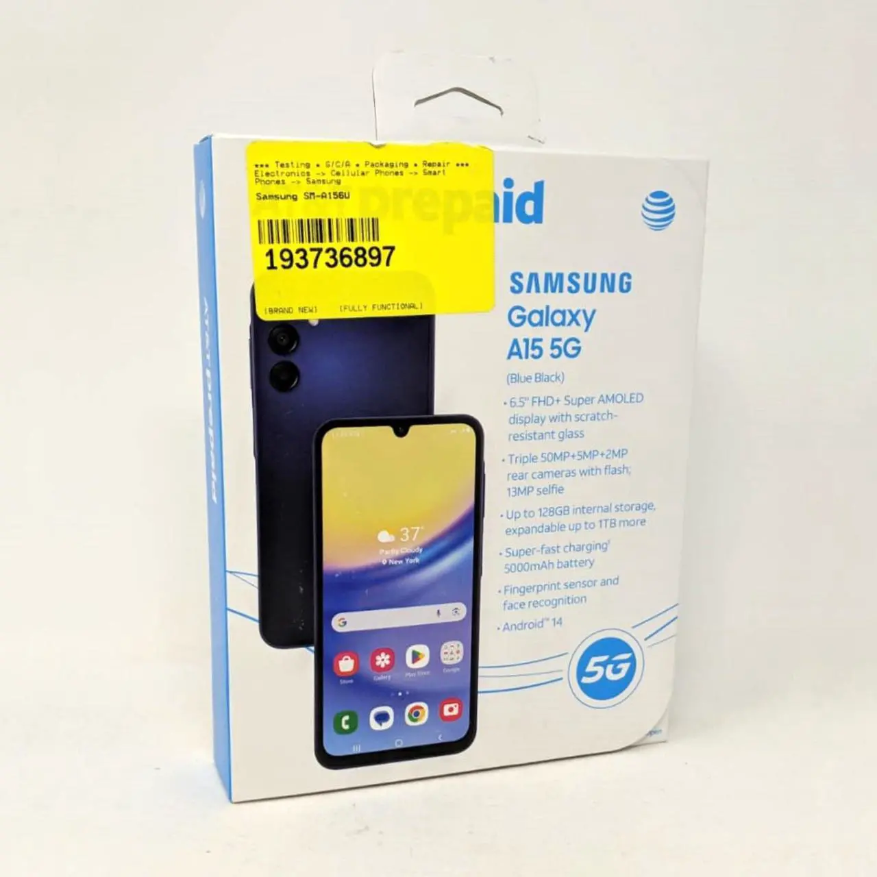 Samsung Galaxy A15 5G SM-A156U 128GB AT&T Prepaid Only 6.5 in 4GB RAM ...