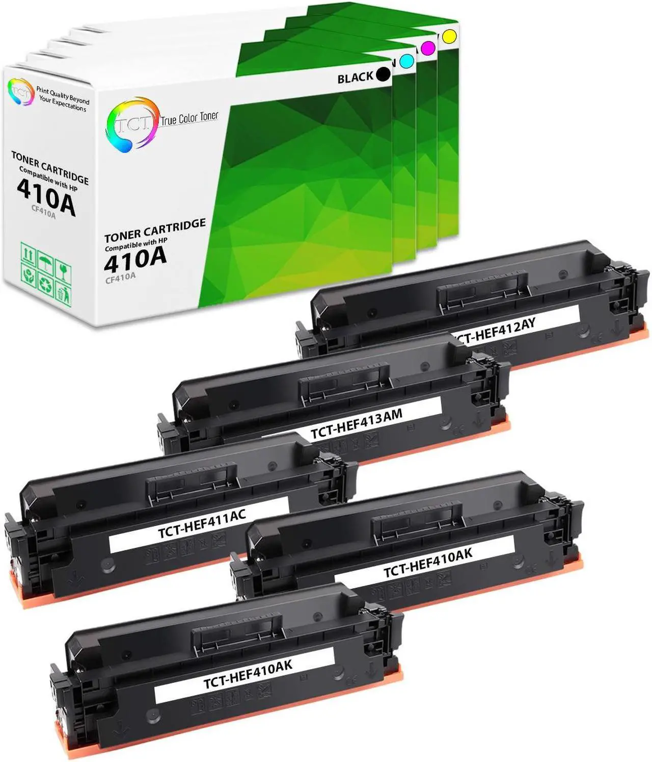 True Color Toner 410A Toner Cartridge 5 Pack - Premium Compatible Replacement for HP 410A CF410A ...