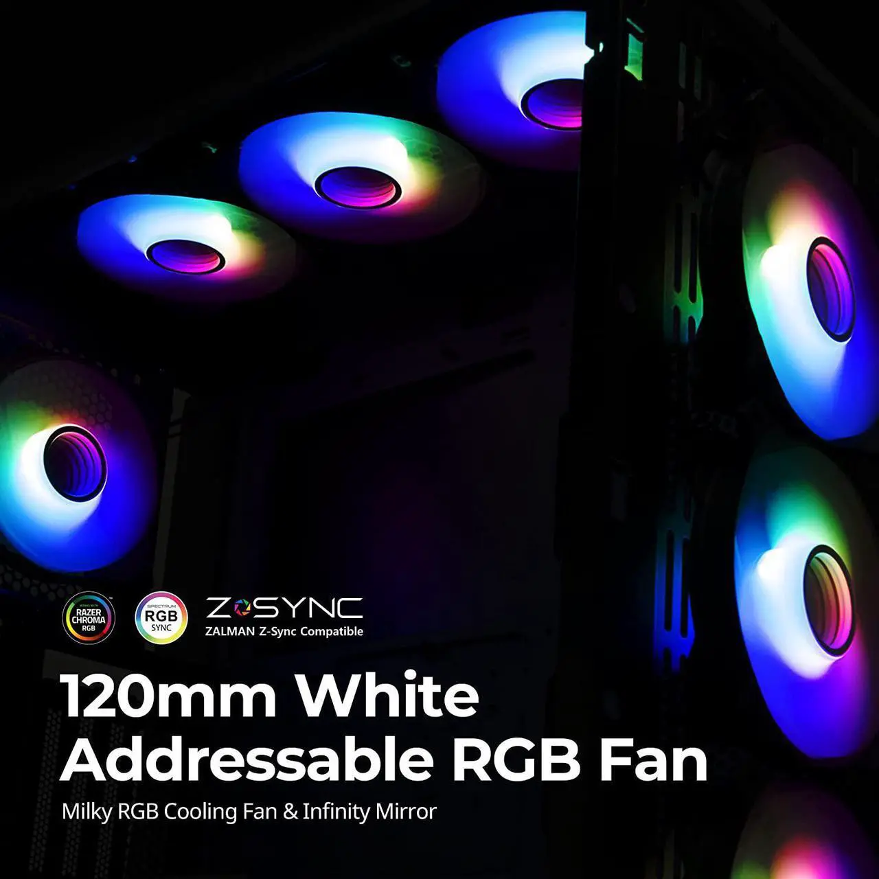 Zalman IF120 Infinity Mirror ARGB 120mm PC Case Fan, 1200 RPM Silent 3 ...