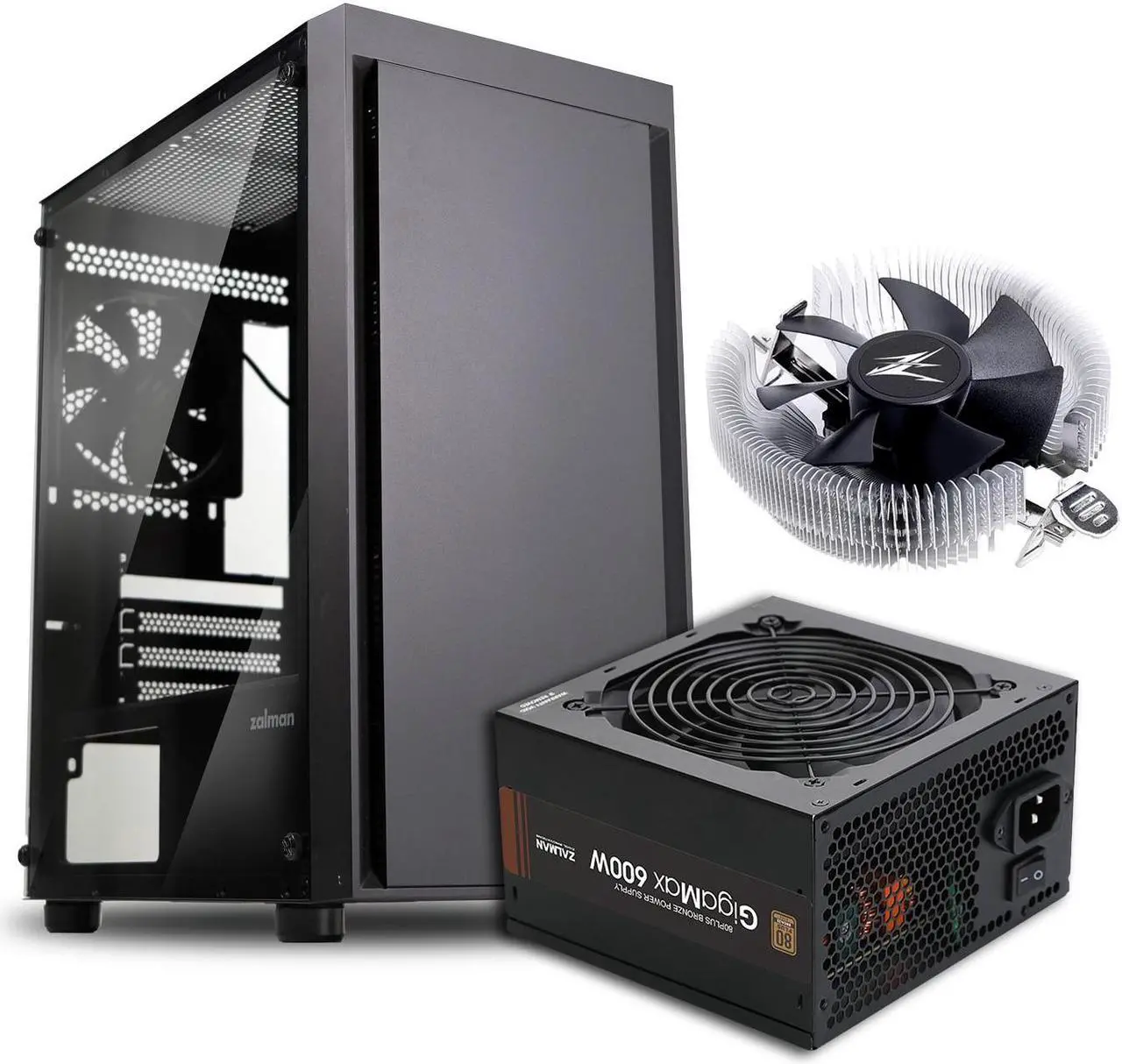 Zalman Case Cooler PSU Combo - Zalman T3 Compact Mini Tower Micro-ATX ...