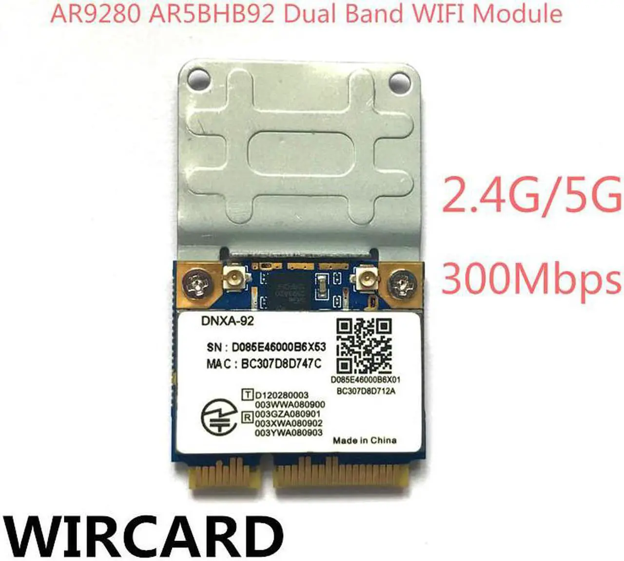 Atheros AR9280 AR5BHB92 Dual-Band 2.4GHz and 5GHz 802.11a/b/g/n 300Mbp ...