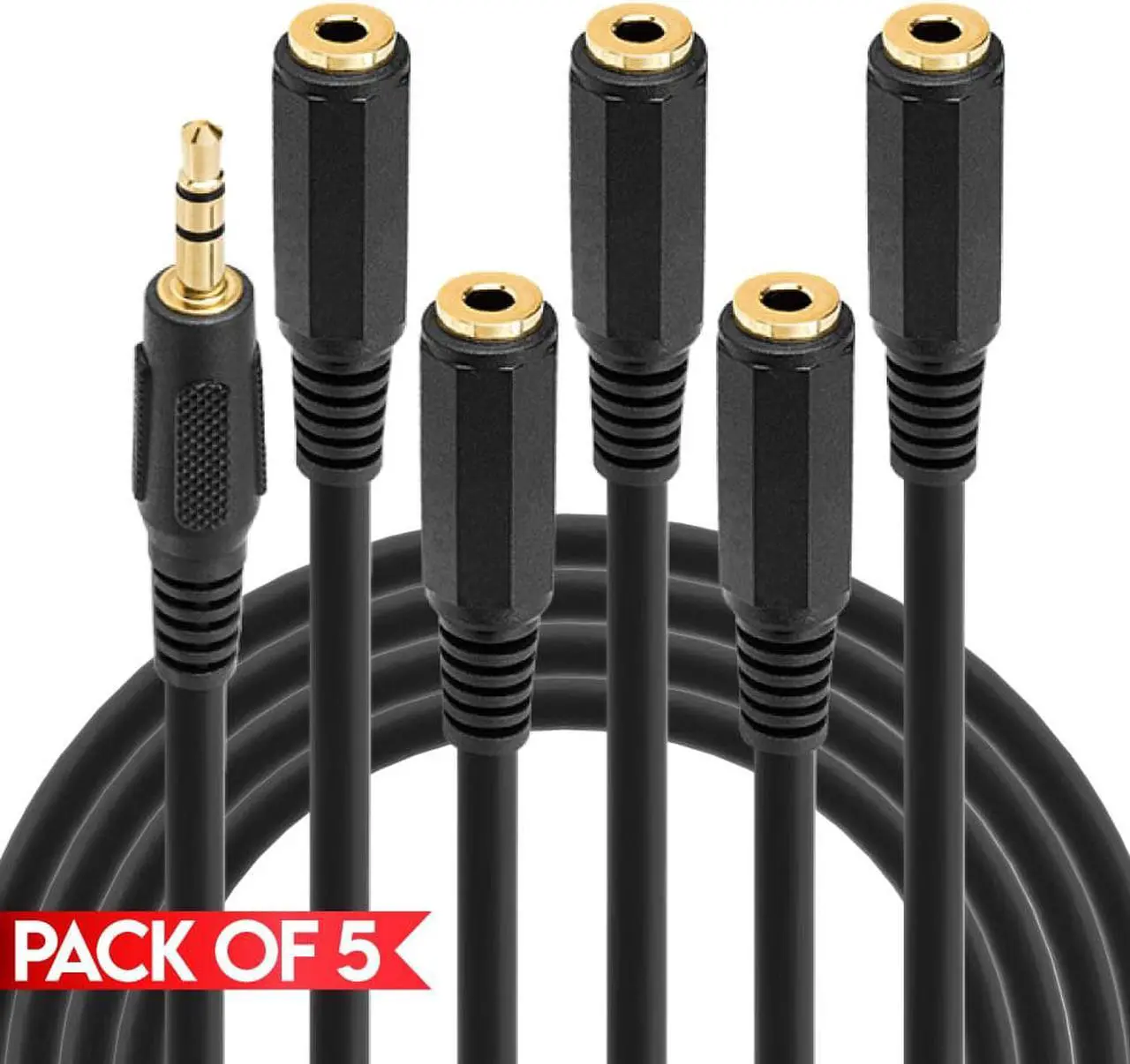 Cmple - [5 PACK] 6 Inches 3.5mm Extension Cable, Aux Male to Female ...