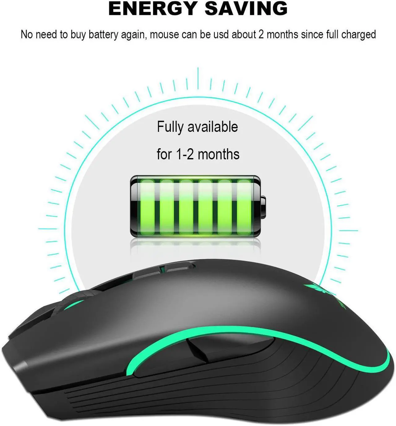 Zerodate T26 Wireless Charging Mouse for 2.4G with Type C Fast Charger ...