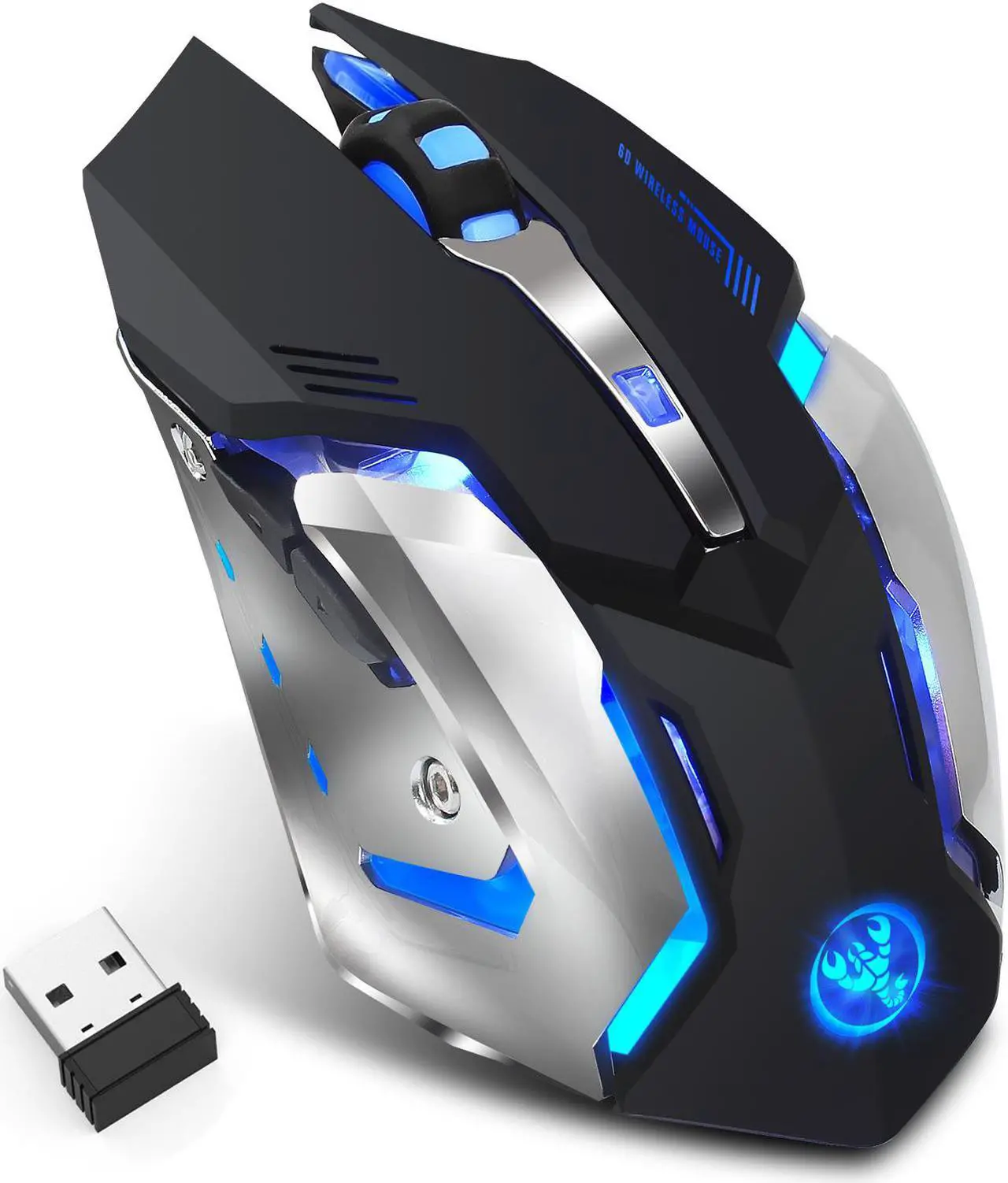 LUOM M10 Rechargeable Wireless Mouse, 2.4G Ergonomic Gaming Mice ...