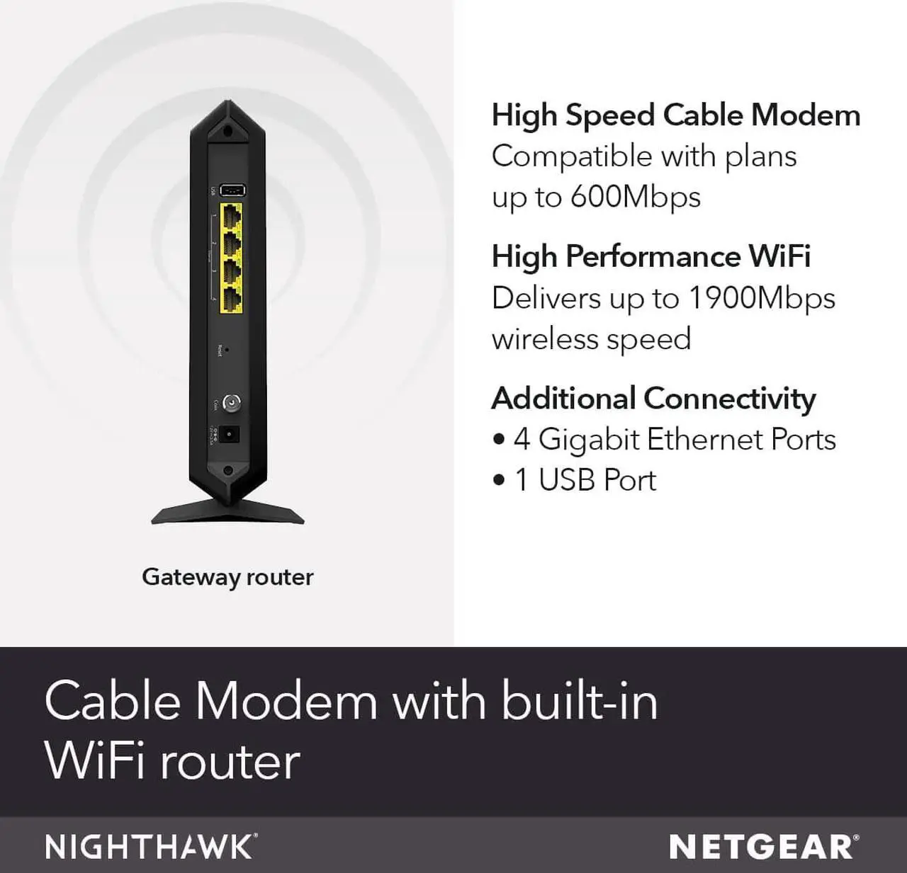 Refurbished: Netgear C7000-100NAR Nighthawk DOCSIS 3.0 Cable Modem ...