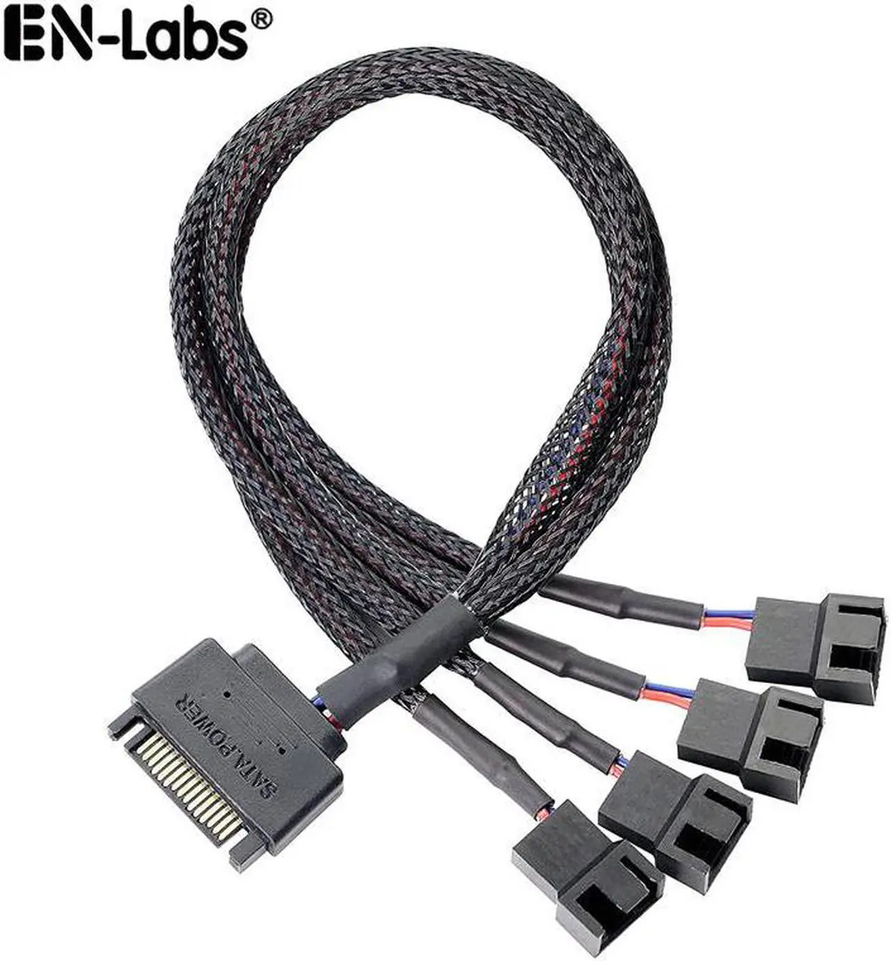 EN-Labs SATA to 3 Pin 4 Pin Fan Sleeved Power Splitter Cable Adapter ...