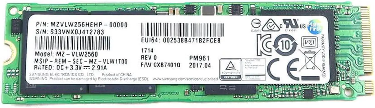 MZVLW256HEHP-00000_NEW Samsung MZ-VLW2560 256GB Pcie TLC M.2 2280 Solid ...