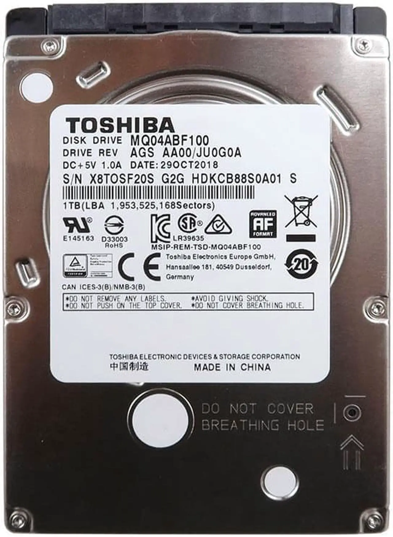 MQ04ABF100 Toshiba MQ04AB 1TB 2.5" 5400RPM 128MB Cache Sata Hard Disk ...