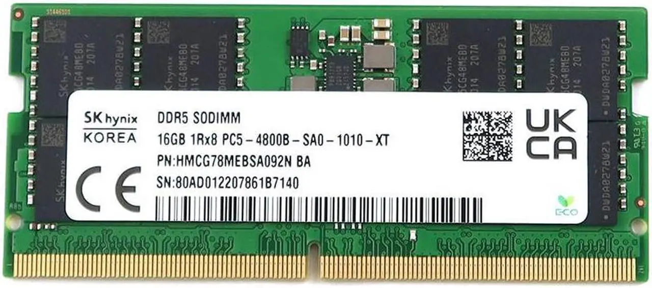 HMCG78MEBSA092N SK Hynix 16GB DDR5 PC5-38400 4800MHZ 262-PIN Sodimm Memory BA Laptop Memory ...