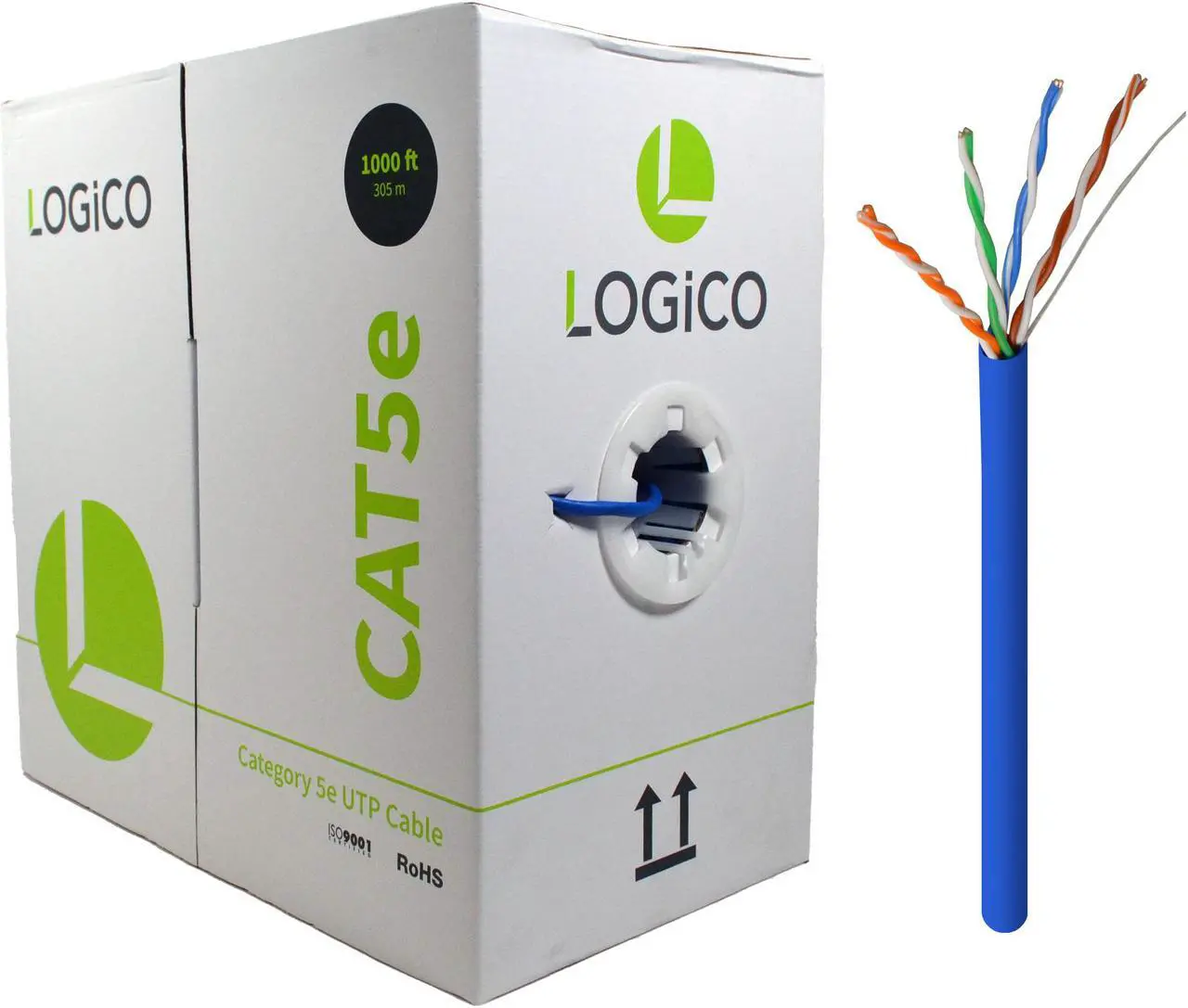 CAT5e 1000FT UTP Cable Solid Network Ethernet LAN Bulk Wire RJ45 Blue ...