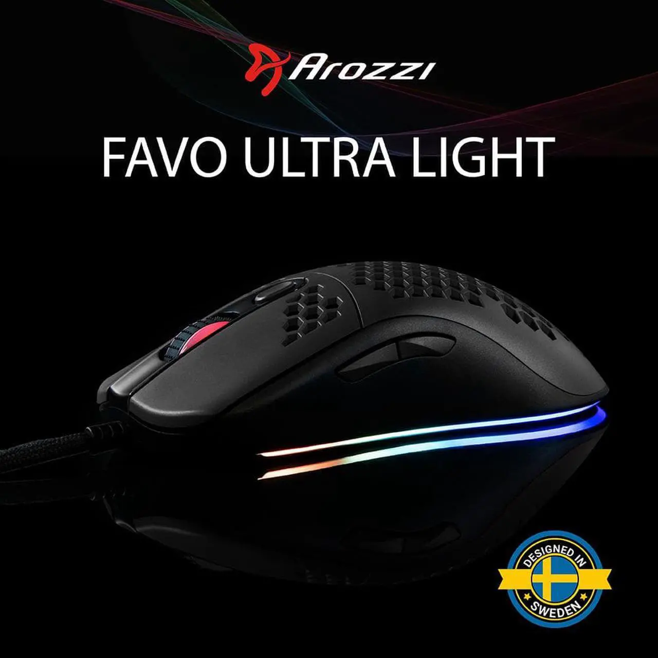 Arozzi - Favo Ultra Lightweight Customizable RGB Gaming Mouse with ...
