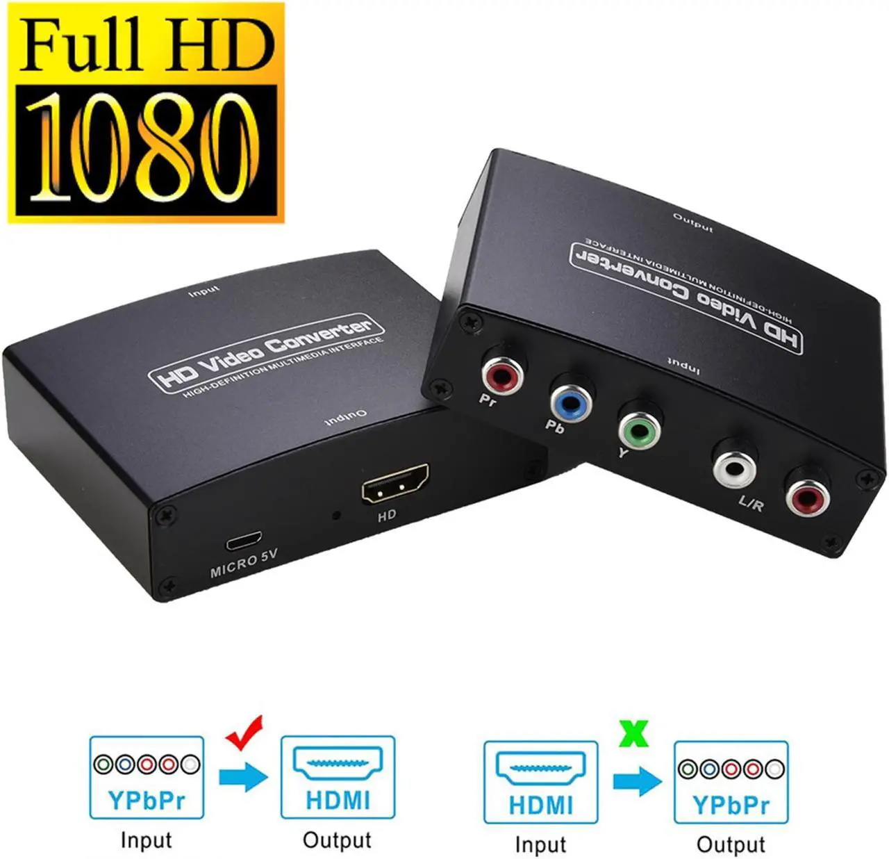 YPbPr RGB To HD Converter Component YPbPr To HD Adapter Supports 1080P ...