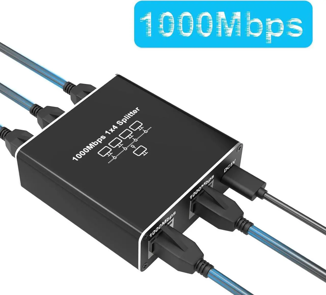 Gigabit Ethernet Splitter 1 to 4 High Speed, 1000Mbps Ethernet Splitter ...