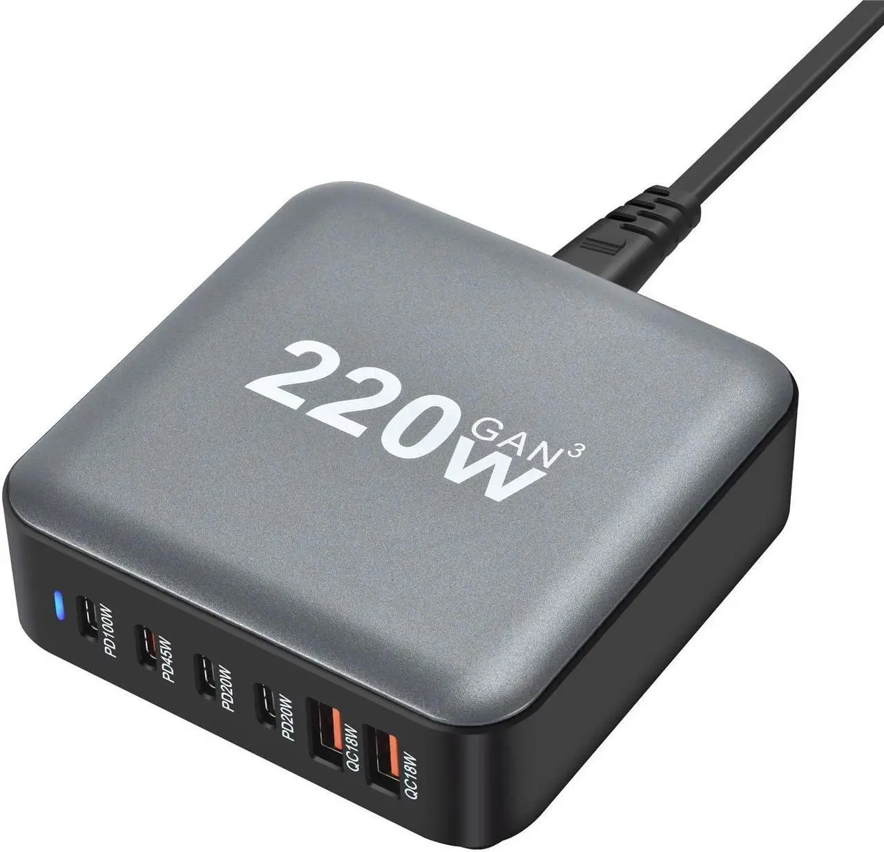 Jansicotek 220W USB Type C Charging Station Hub, 6-Port USB Desk ...