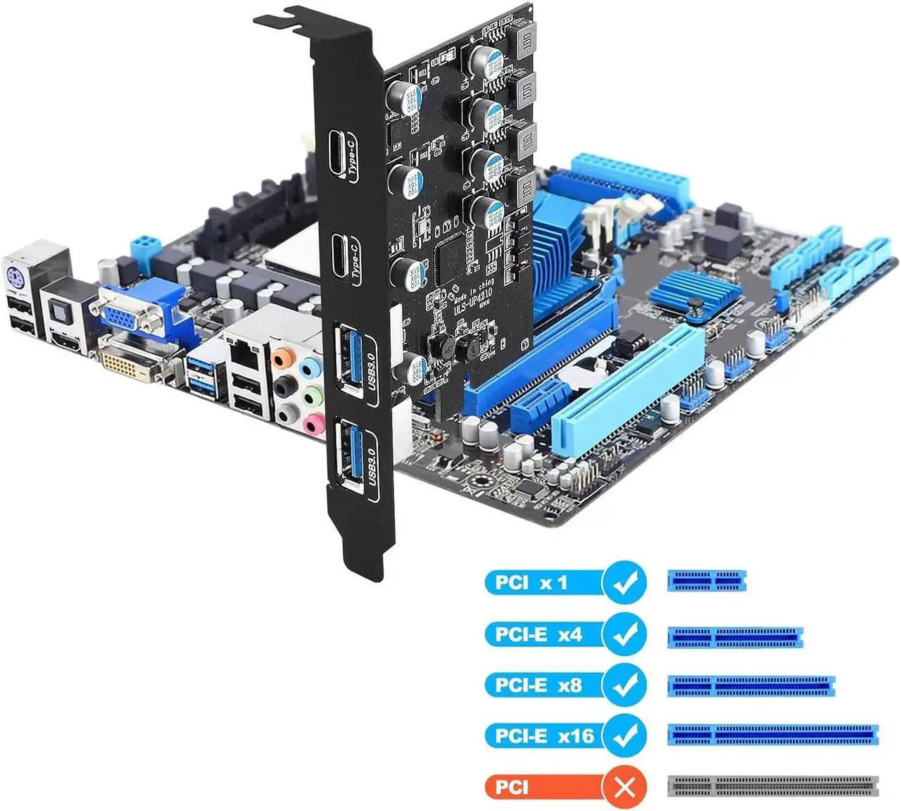 Jansicotek USB PCIE Card 4-Port(2X USB-C - 2X USB-A) PCI Express ...