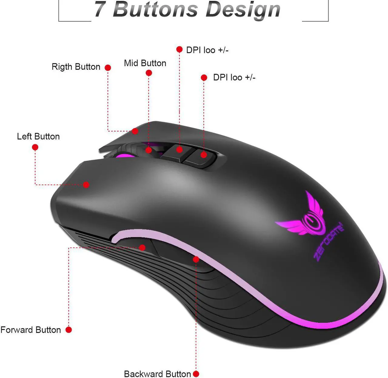 ZERODATE T26 Wireless Gaming Mouse with Type C Fast Charger, Wireless ...