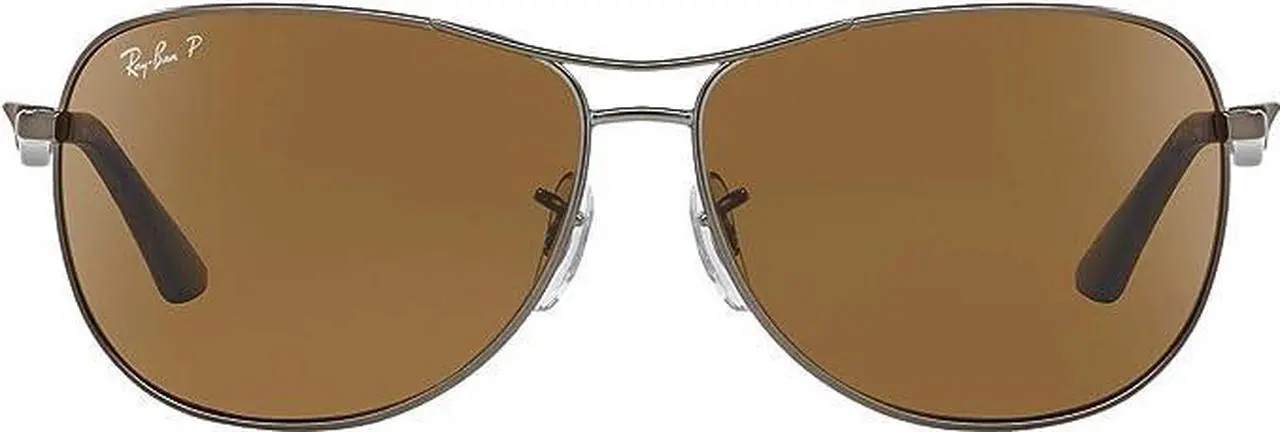 Refurbished: Ray-Ban Men's RB3519 Aviator Brown Lenses Matte Gunmetal ...