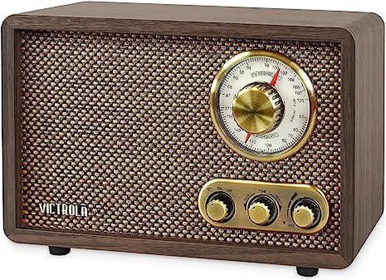 Refurbished: Victrola Retro Wood Bluetooth FM/AM Radio Rotary Dia VRS ...