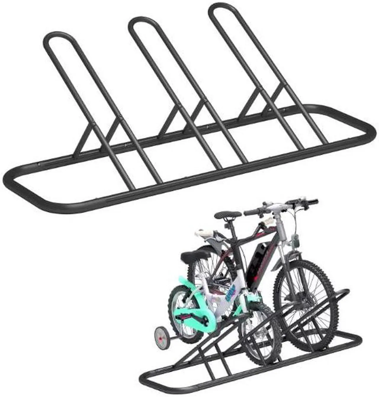 Refurbished: Mr IRONSTONE 3 Bike Floor Parking Racks Adult Kids ...