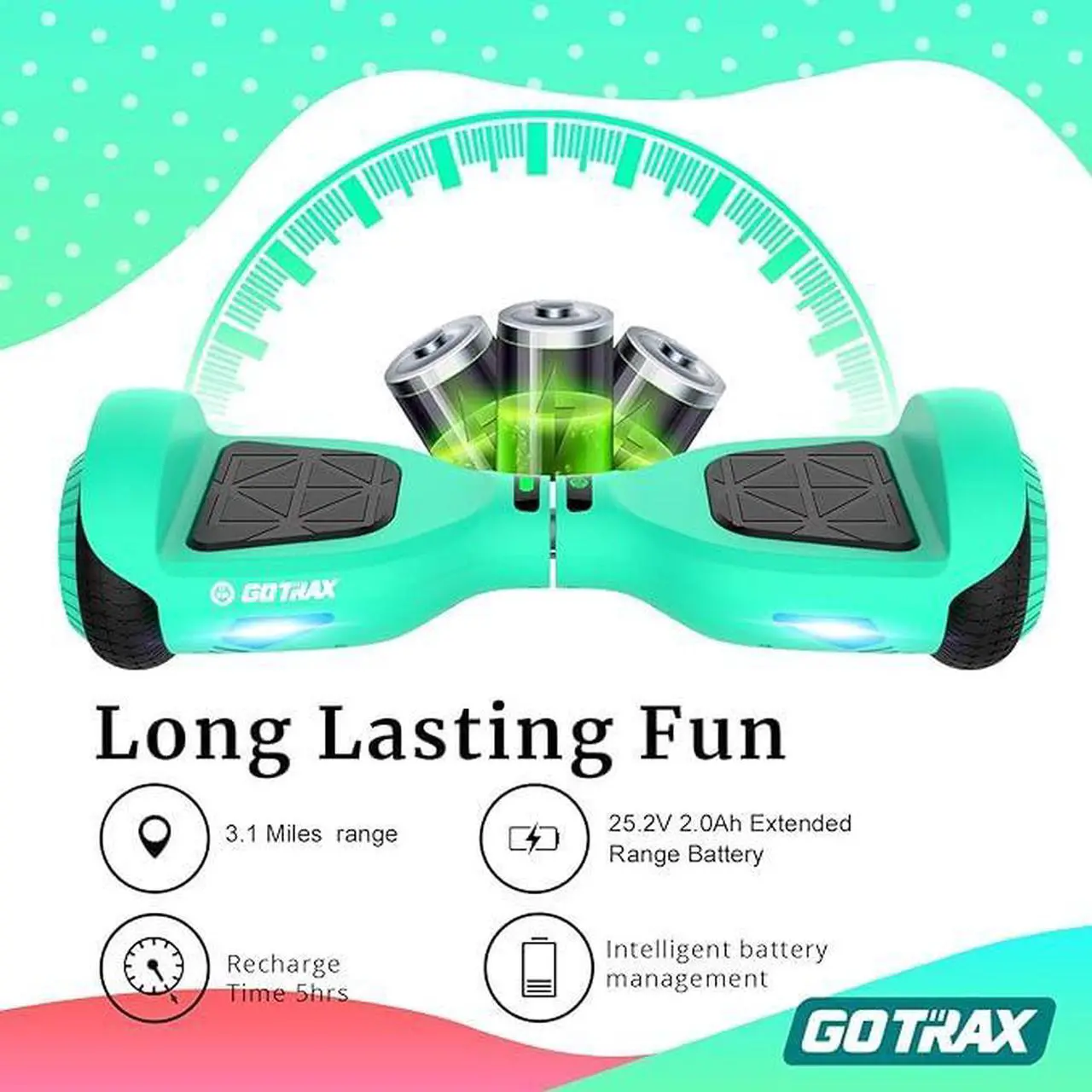 Refurbished: Gotrax Edge Hoverboard 6.5" LED Wheels Headlight 6.2mph 4 ...