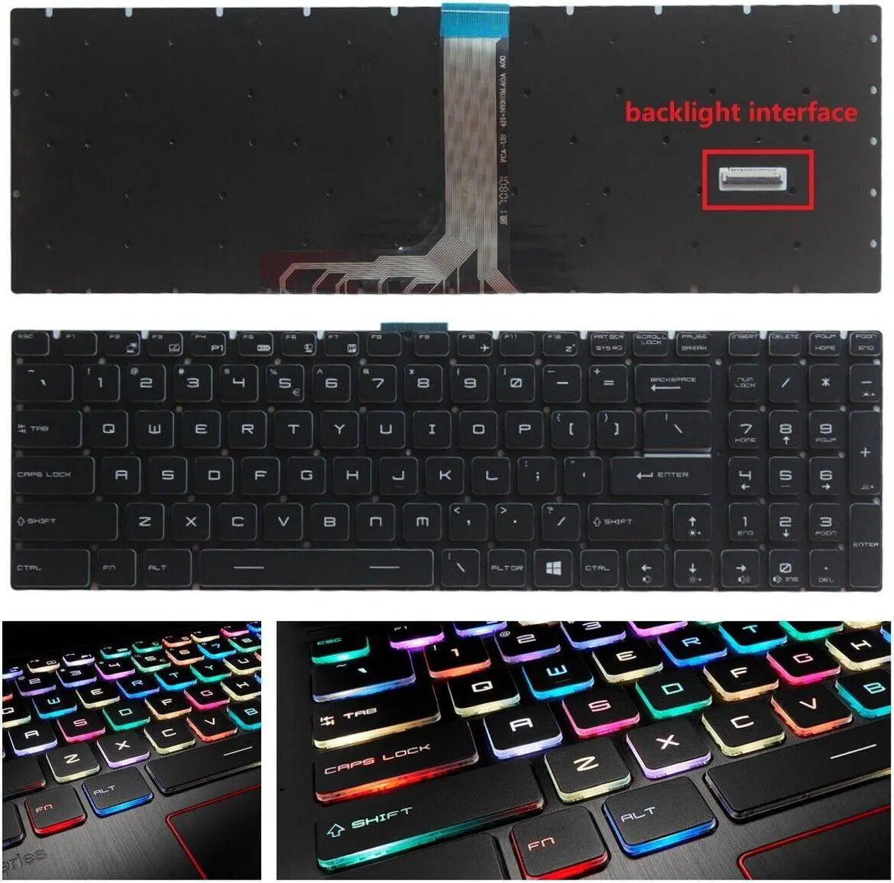 replacement keyboard for MSI GE73 RaiDEr RGB 8RE 8RF MS-17C1 MS-17C5 US ...