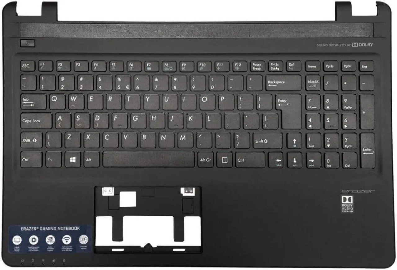 MEDION E GAMING NOTEBOOK D15S P6661 Palmrest Keyboard US QWERTY ...