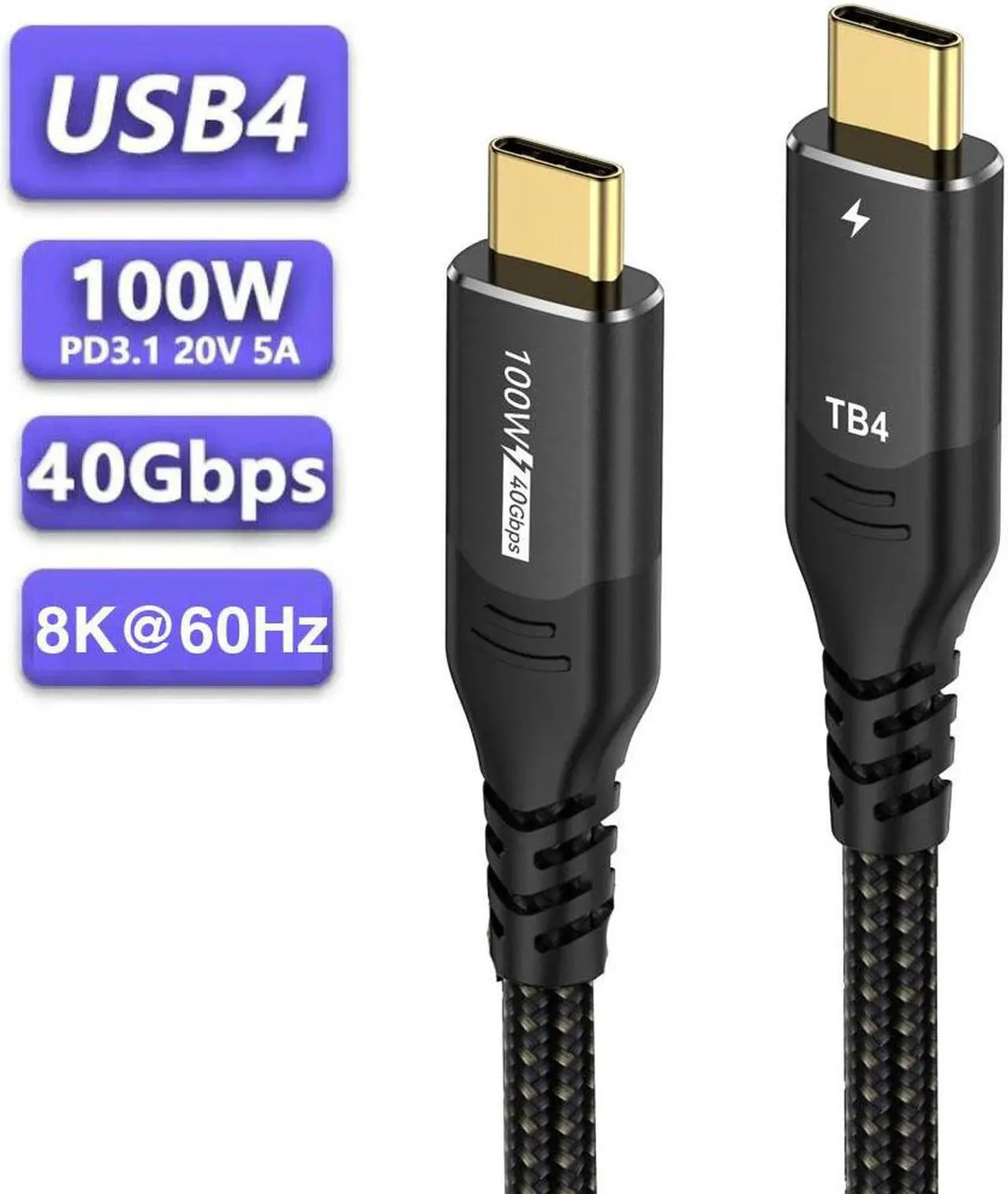 USB C Thunderbolt 4 Cable 1.6ft: Supporting 8K@60Hz Video HD Display ...
