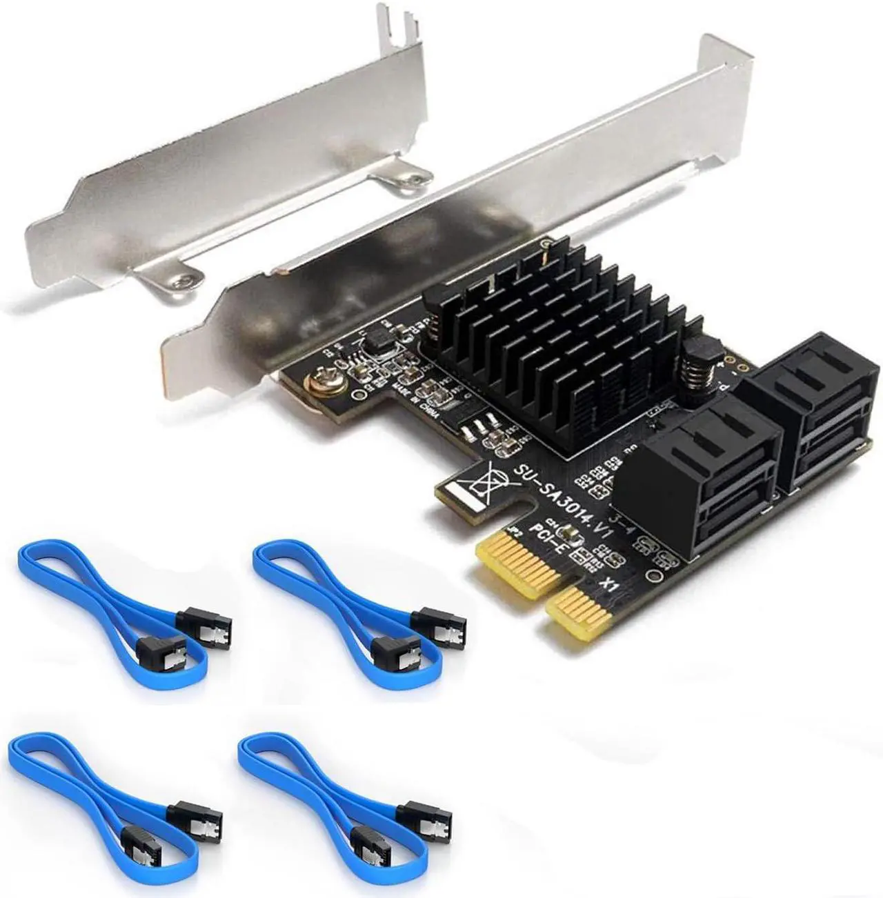 ESTONE SATA Card, 4 Port with 4 SATA Cable, SATA Controller Expansion ...