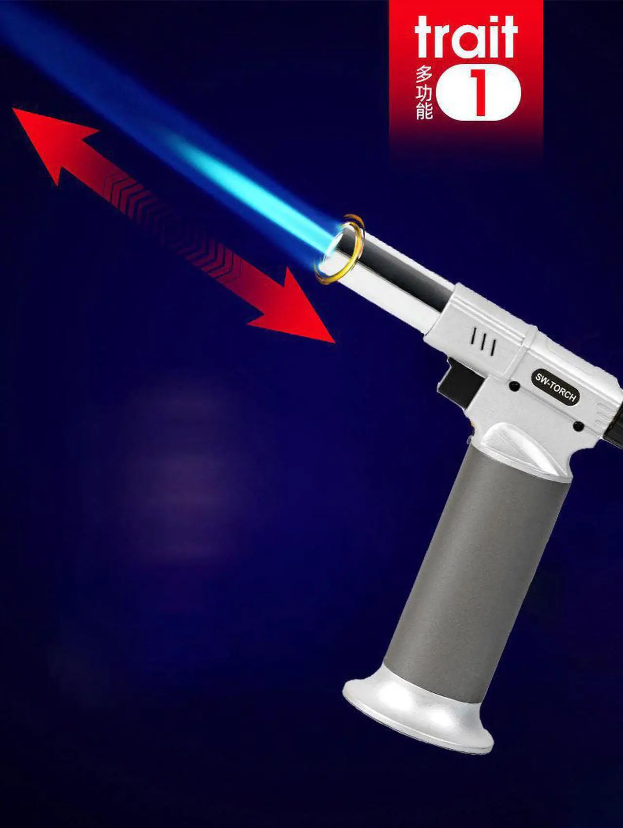 Creme Refillable Gun Torch Lighter with Safety Lock & Adjustable Flame ...