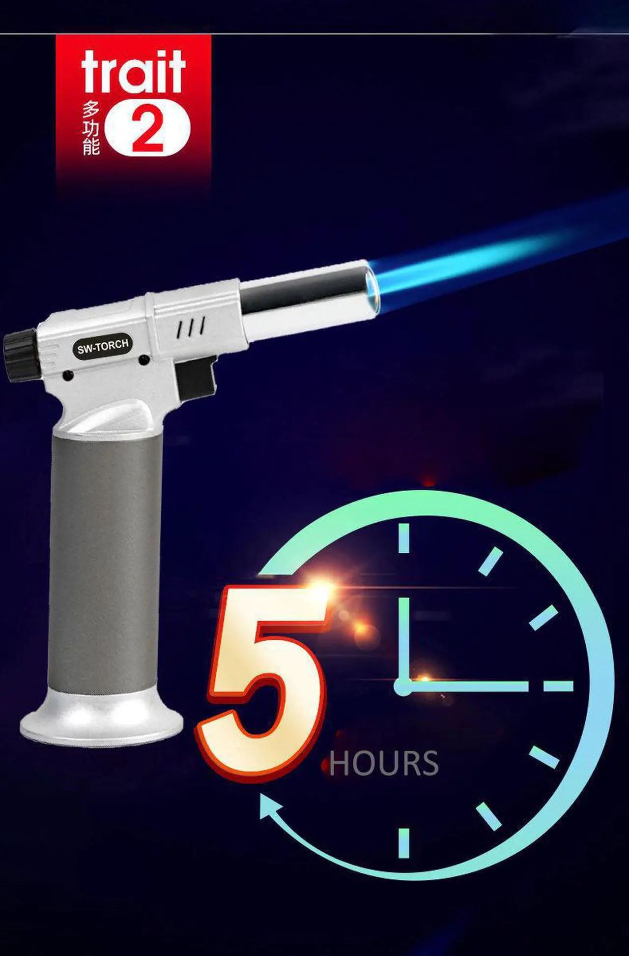 Creme Refillable Gun Torch Lighter with Safety Lock & Adjustable Flame ...