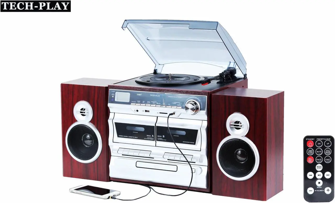 TechPlay Karaoke Enabled, 30W RMS, Retro Classic Turntable with ...