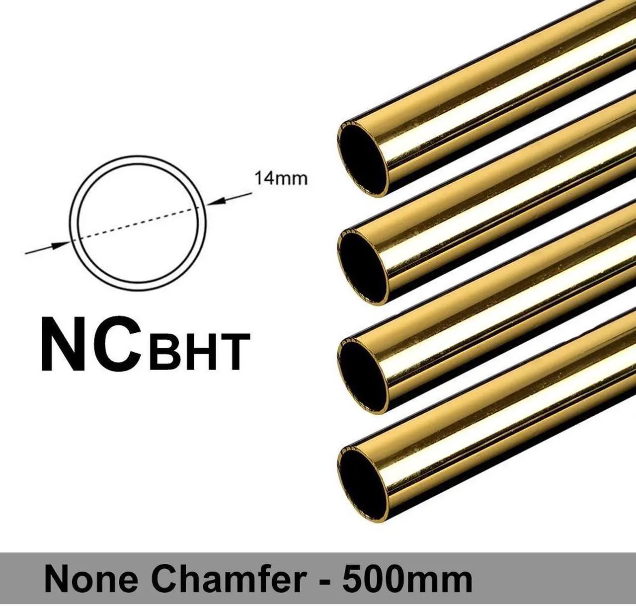 Bitspower None Chamfer Brass Hard Tubing OD14MM Golden - Length 500 MM ...