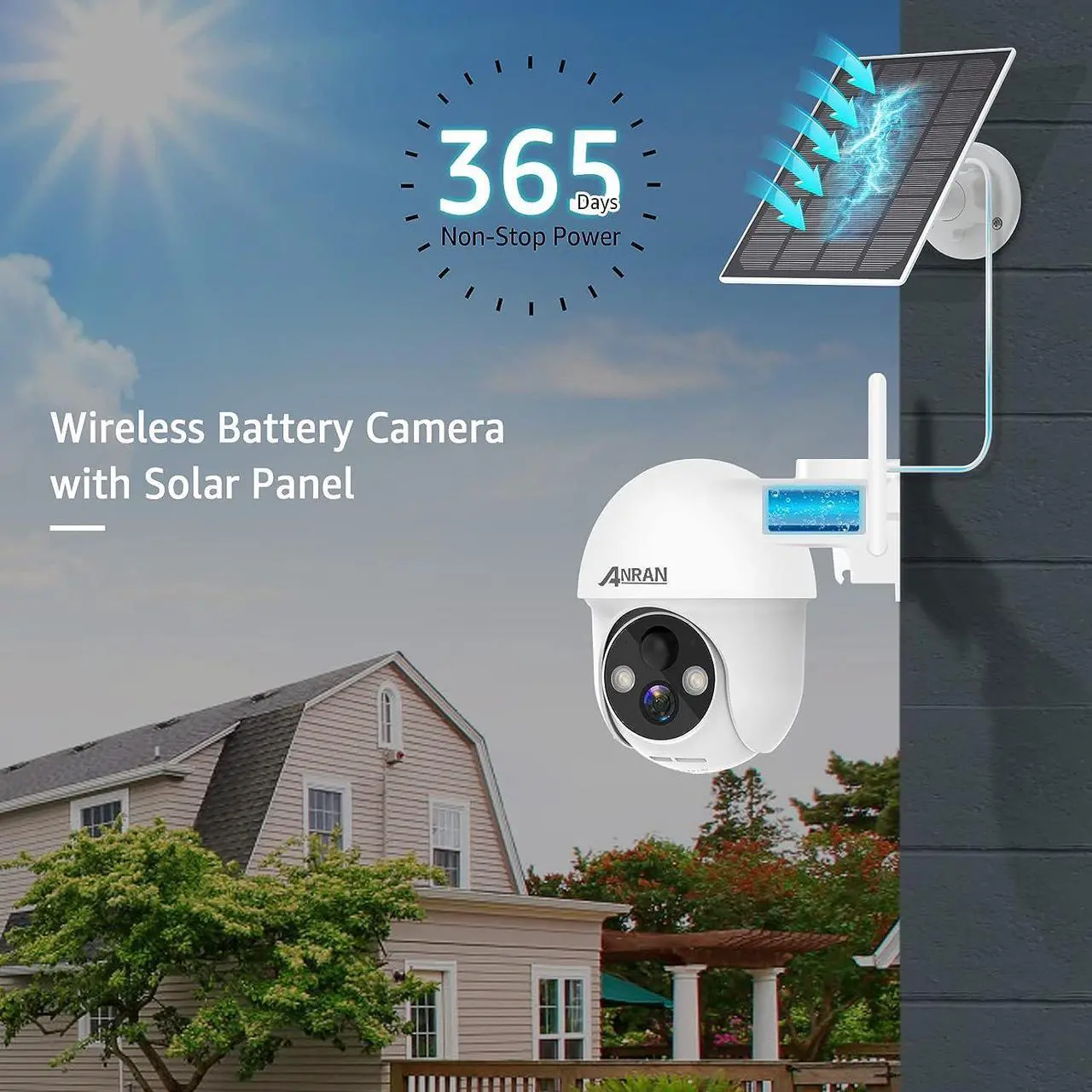 ANRAN 2K 3MP WiFi Outdoor Solar Surveillance Camera Colour Night Vision ...