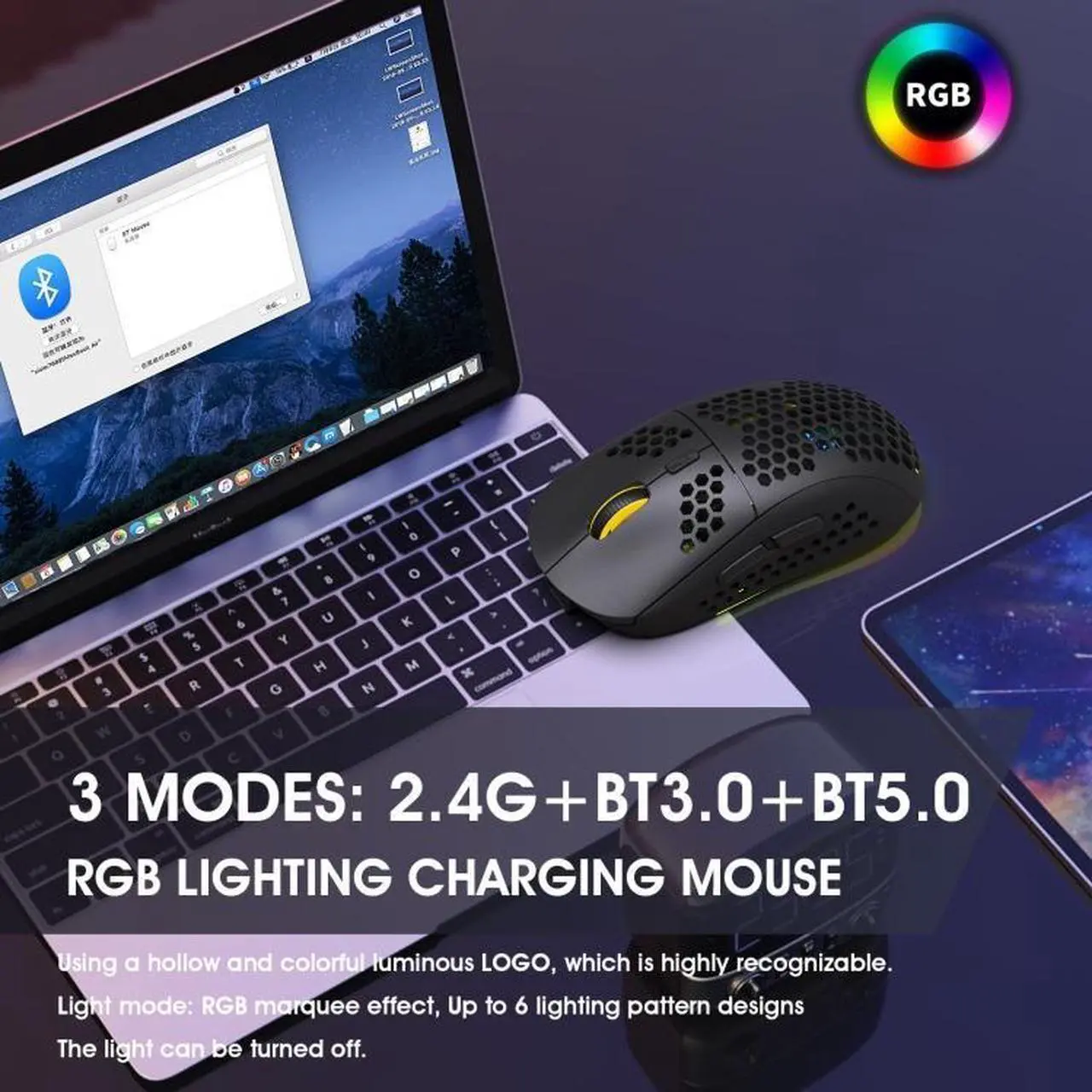 HXSJ T90 RGB Light Three-mode Wireless Gaming Mouse - Newegg.com