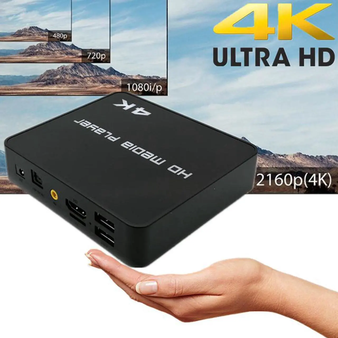 4K HDD Media Player Auto Play USB Drive/TF card/External Hard Disk ...