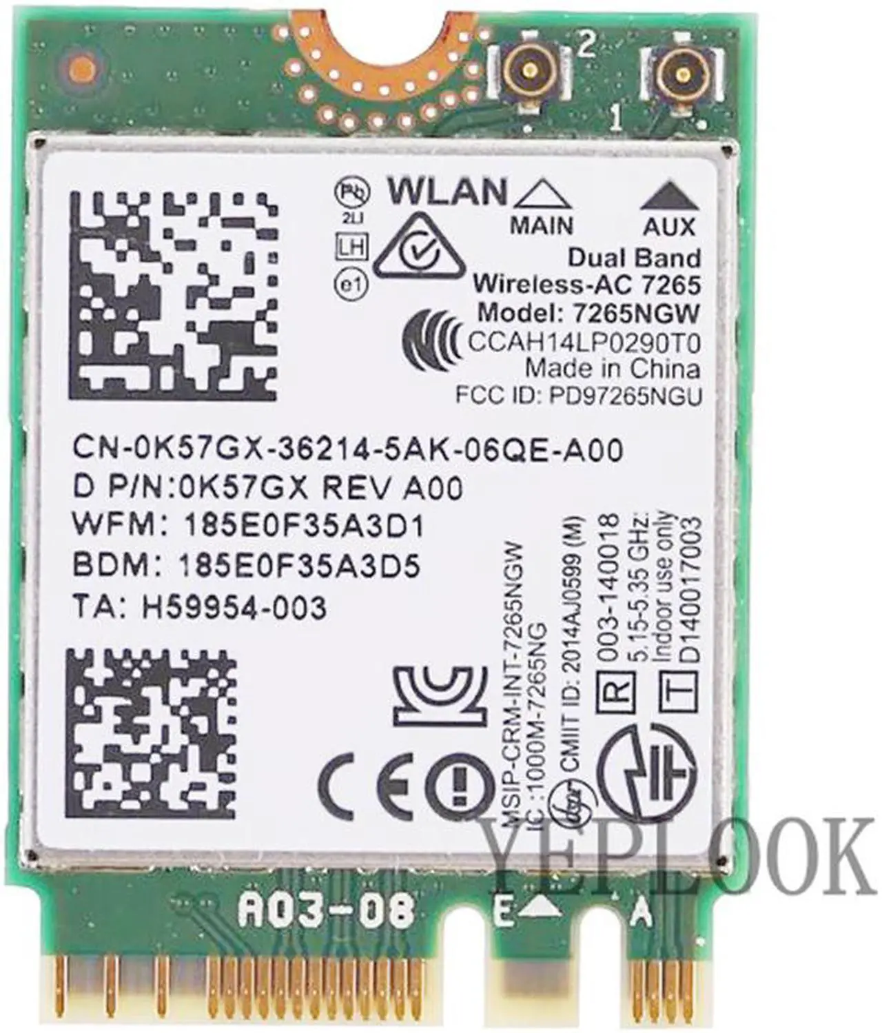 Wireless-AC 7265 7265NGW 7265AC Dual Band 2.4G/5GHz 802.11ac 2x2 ...