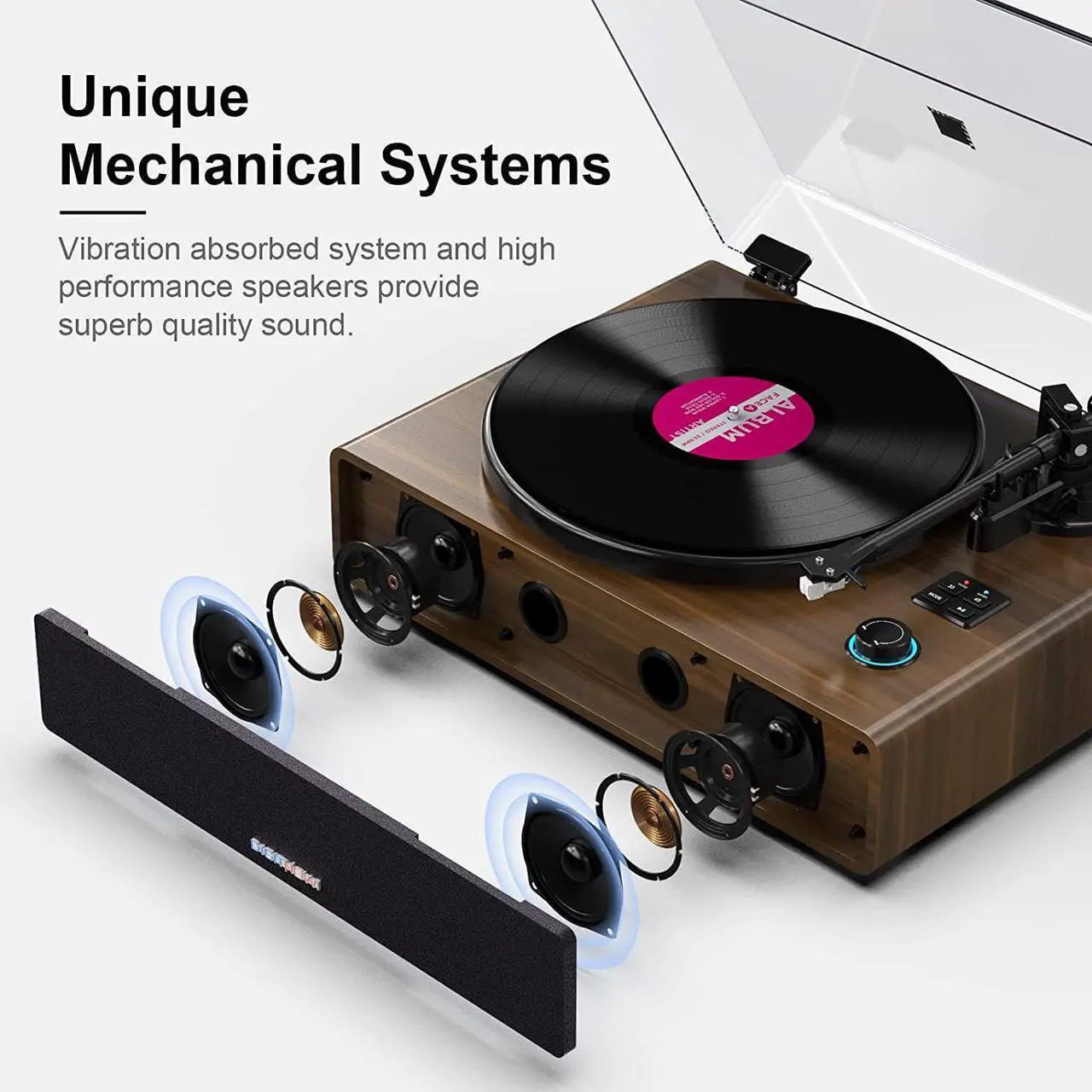 DIGITNOW! Vinyl Record Player with Belt Drive,Turntable with Built-in ...