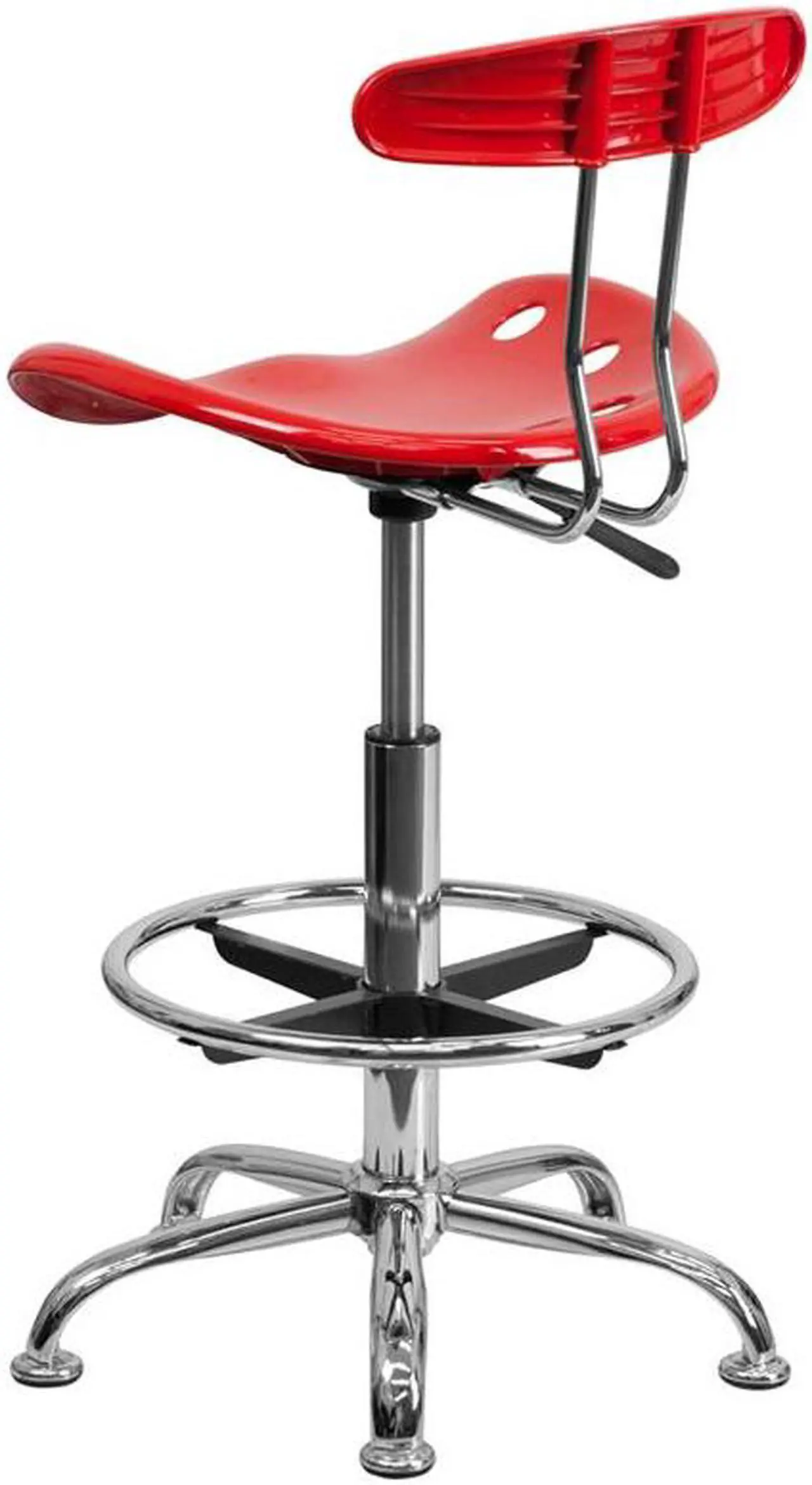 Vibrant Red and Chrome Drafting Stool with Tractor Seat - Newegg.com