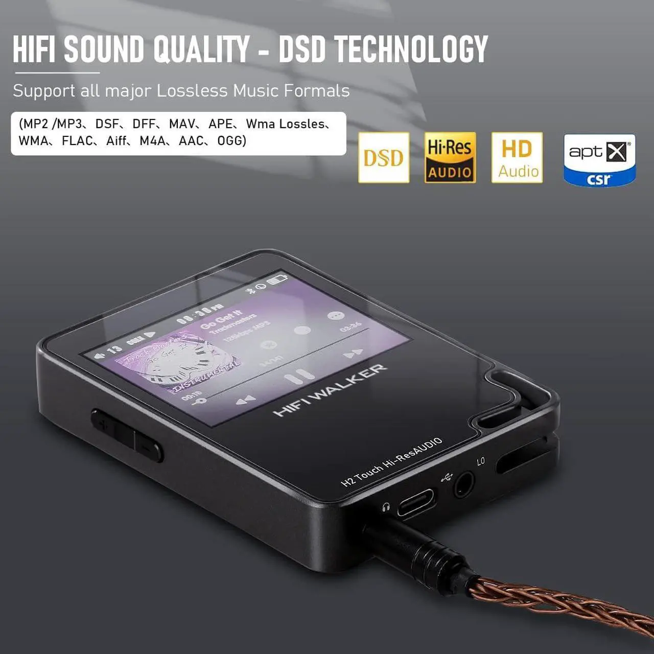 HIFIWALKER H2 Touch, Hi Res MP3 Player with Bluetooth, 2.4 HD Touch ...