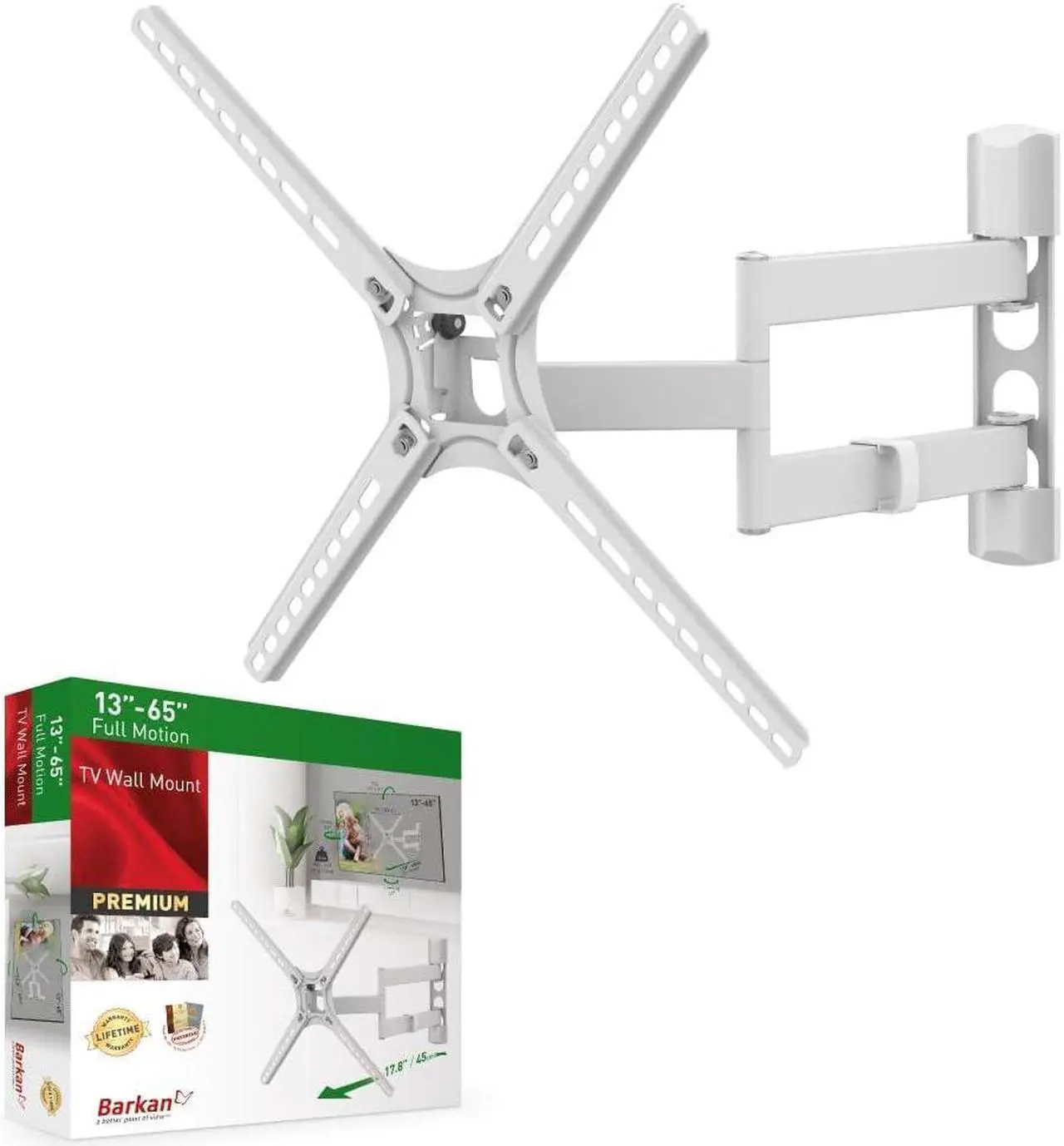 Barkan White TV Wall Mount,13-65 inch Full Motion Articulating - 4 ...