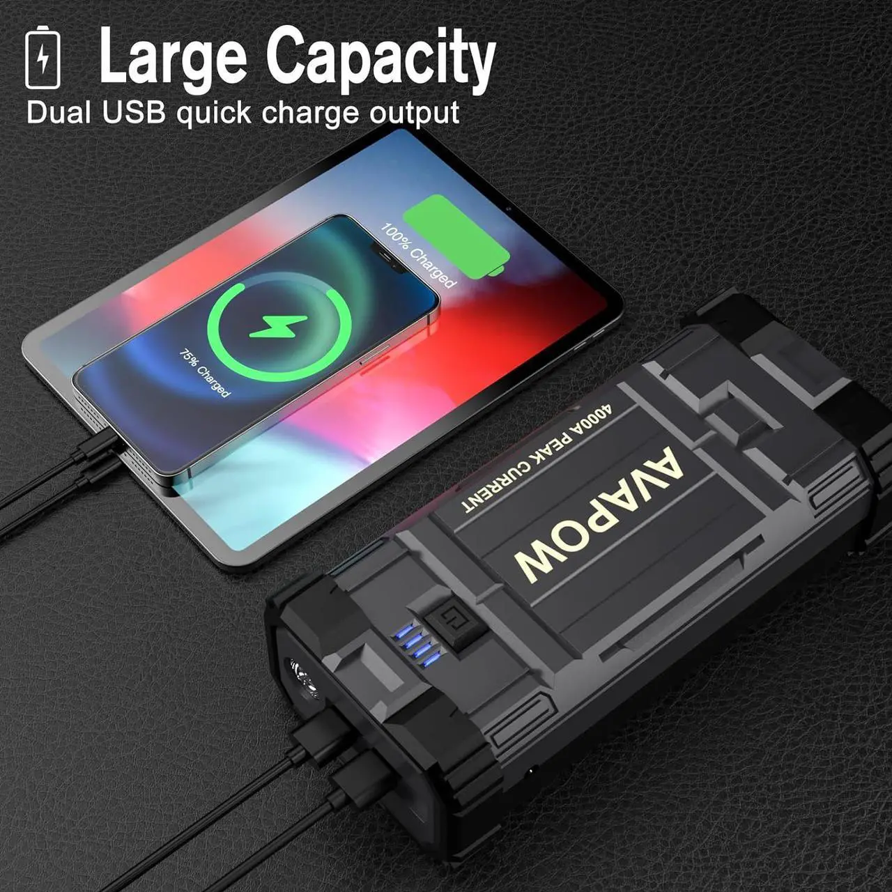 AVAPOW Car Jump Starter, 4000A Peak Battery Jump Starter (for All Gas ...