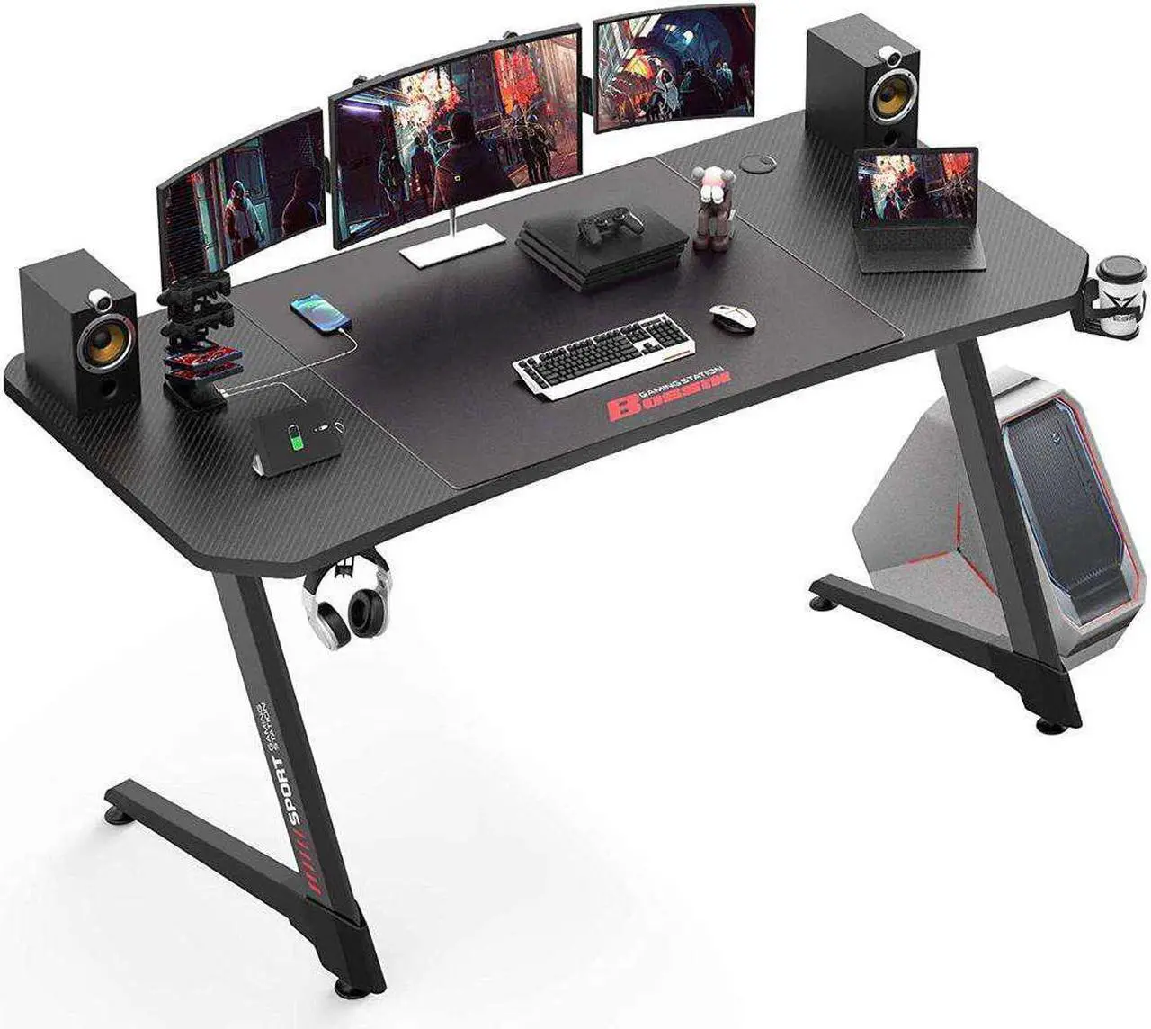 Vitesse 63 Inch Gaming Desk, Ergonomic Office PC Computer Desk with ...