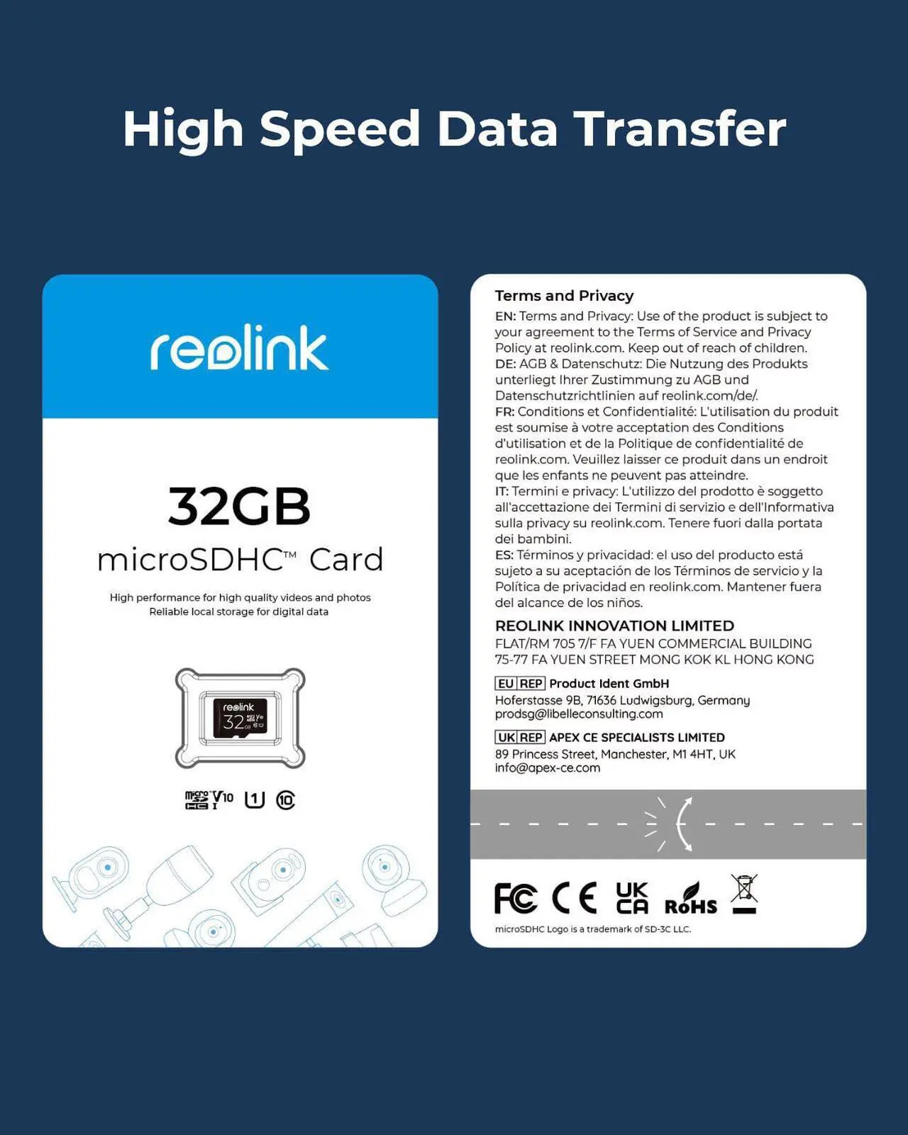 Reolink Class 10 Micro SDXC TF Memory Card for Reolink Security Camera ...